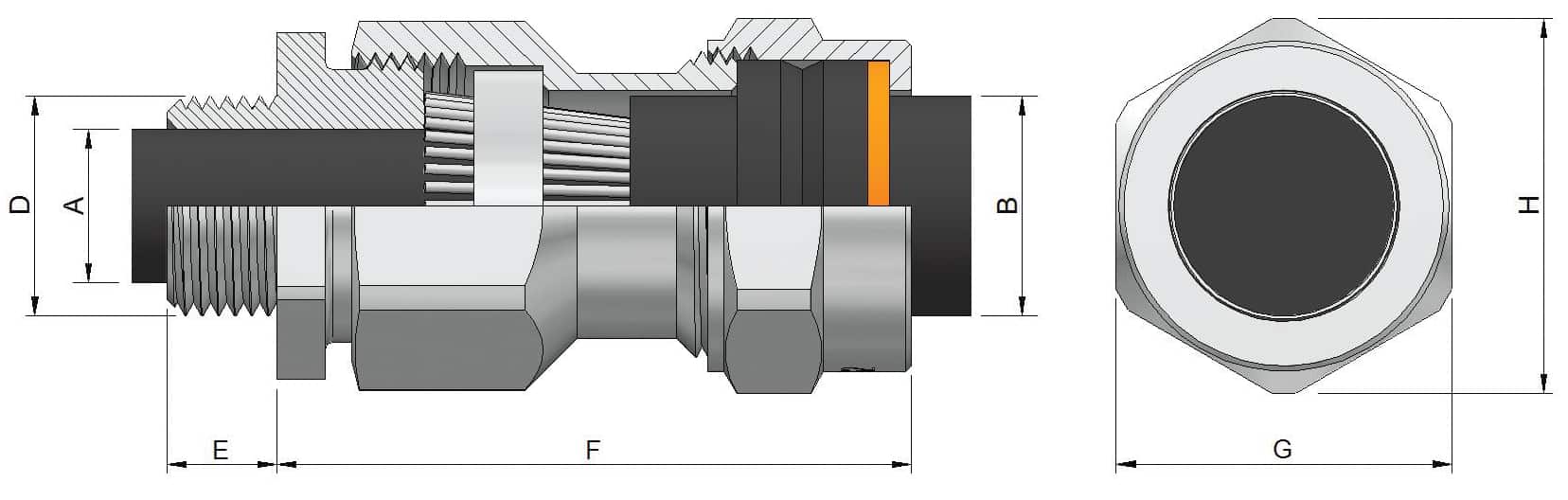 CW40 Aluminium Cable Gland Kit - Prysmian Bicon KA422-57 Cable Glands