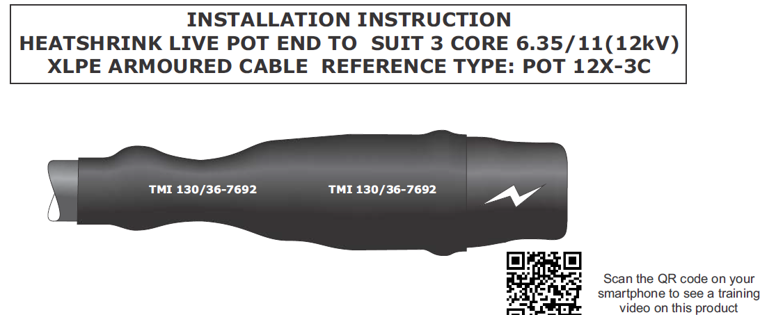 11kV Pot End Live Cable End Seal | 11kV Cables Single Core XLPE CWS