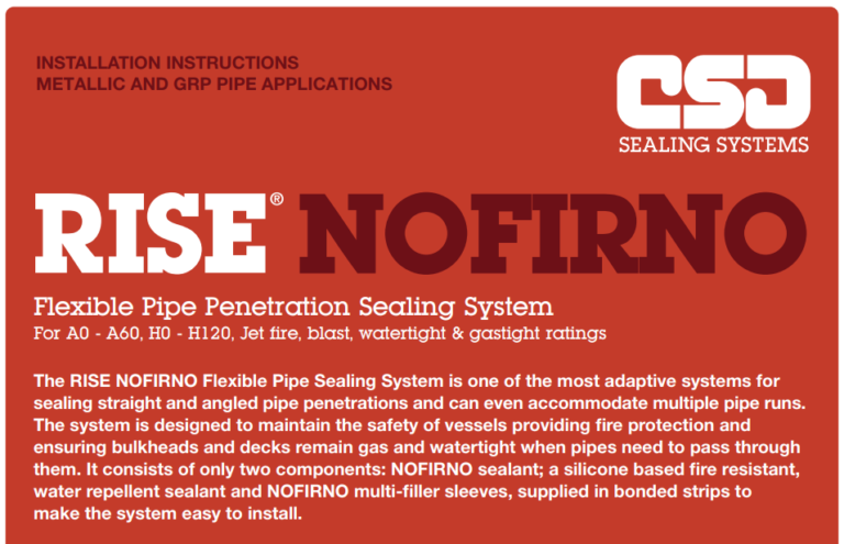 A60 H120 Seals Pipework Fire Rated Offshore Bulkhead Decks A60 H120