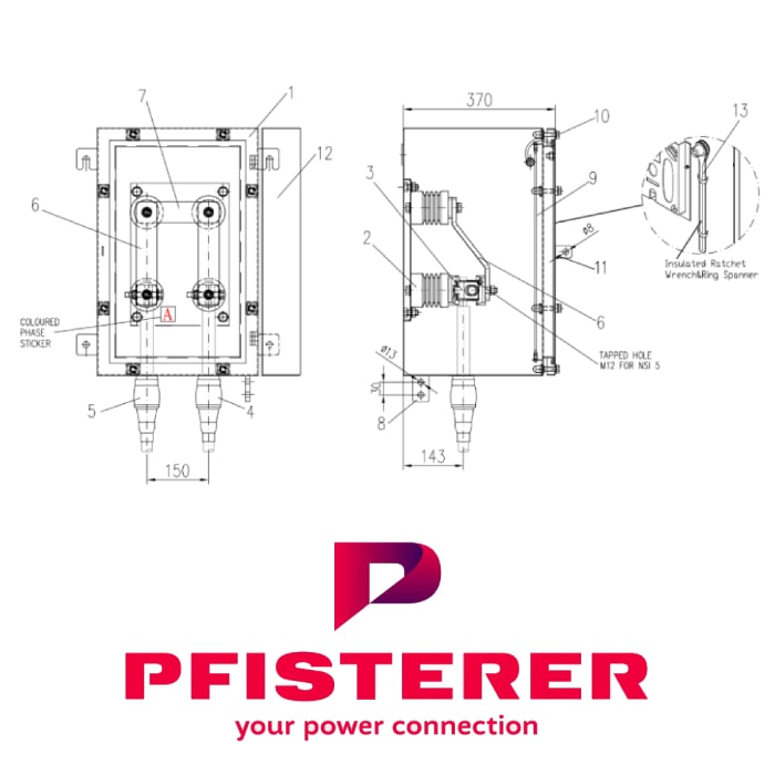 Earthing Link Box Wall Type | LBM 3A Types | Pfisterer Connex